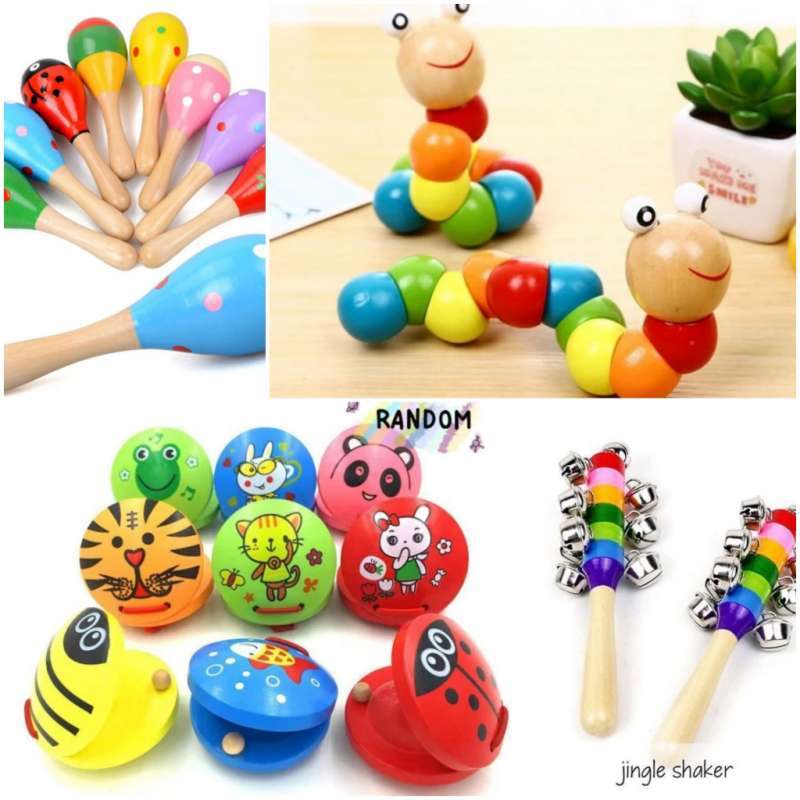 Promo Mainan Anak Basic Kayu Edukasi Sensory Montessori Kerincingan ...