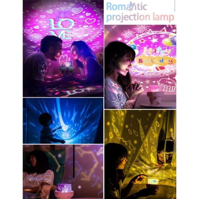Jual Lampu Tidur Proyektor Bulat Bulan Bintang Putar Star Moon ...