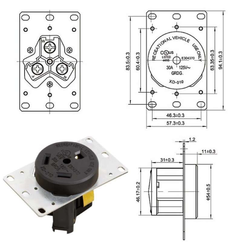 Jual Black Nema 6-50r 50a 3 Pole Industrial Socket Generator Control ...