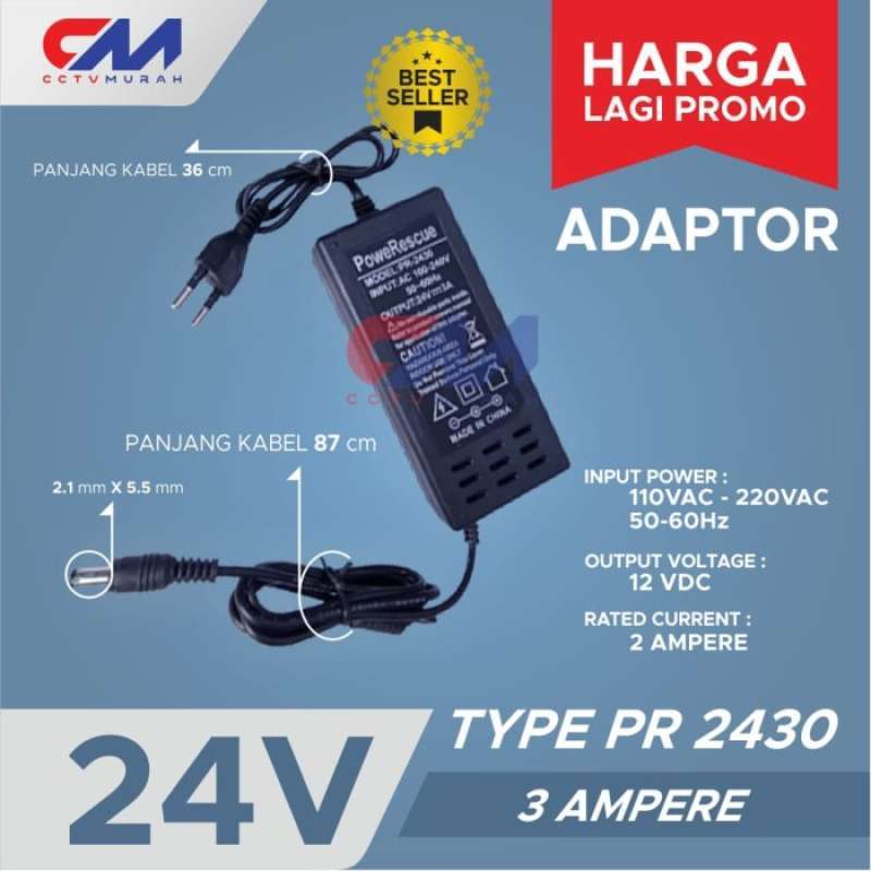 Jual Adapter 24v 3a Adaptor Psu Input 220vac With Jack 2.1x5.5mm Mist ...