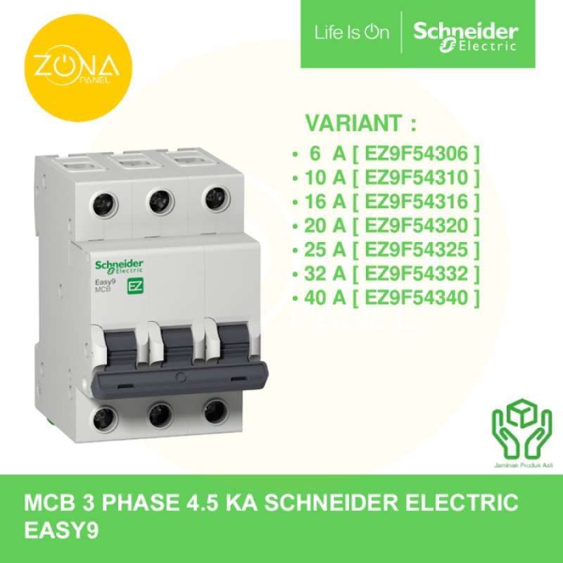 Jual Mcb Schneider Easy9 3 Phase 3p 4.5ka 6a 10a 16a 20a 25a 32a 40a - 16a Di Seller Shin Store ...