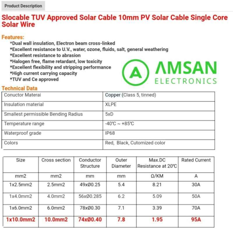 Jual Pv1-f 1x 10mm Slocable Pv Single Core Kabel Solar Panel Surya ...