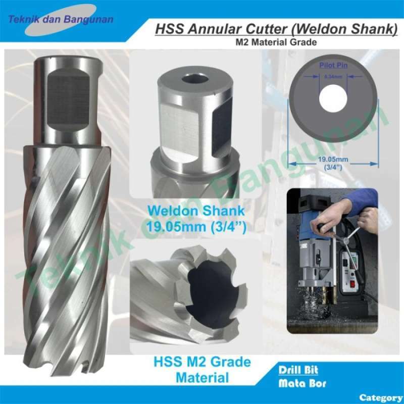 Jual Annular Cutter 26mm X 50mm --hss M2 Material--weldon Shank-- Di ...