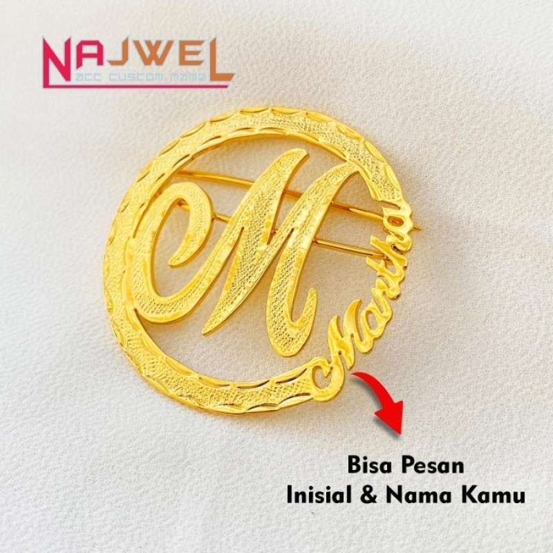 Jual Bros Hijab Titanium Custom Nama & Inisial Nama Aksesoris Muslim ...