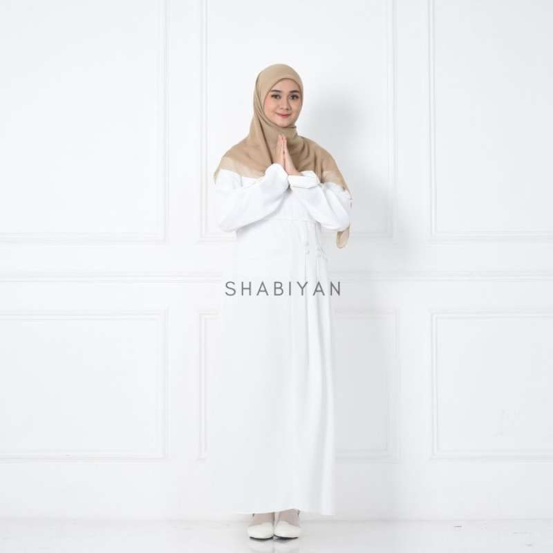Jual Shabiyan Gamis Abaya Putih Remaja Dewasa Muslim Wollycrape Premium ...