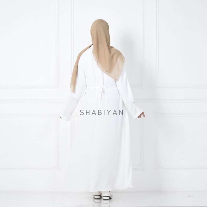 Jual Shabiyan Gamis Abaya Putih Remaja Dewasa Muslim Wollycrape Premium ...