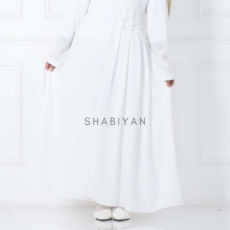 Jual Shabiyan Gamis Abaya Putih Remaja Dewasa Muslim Wollycrape Premium ...