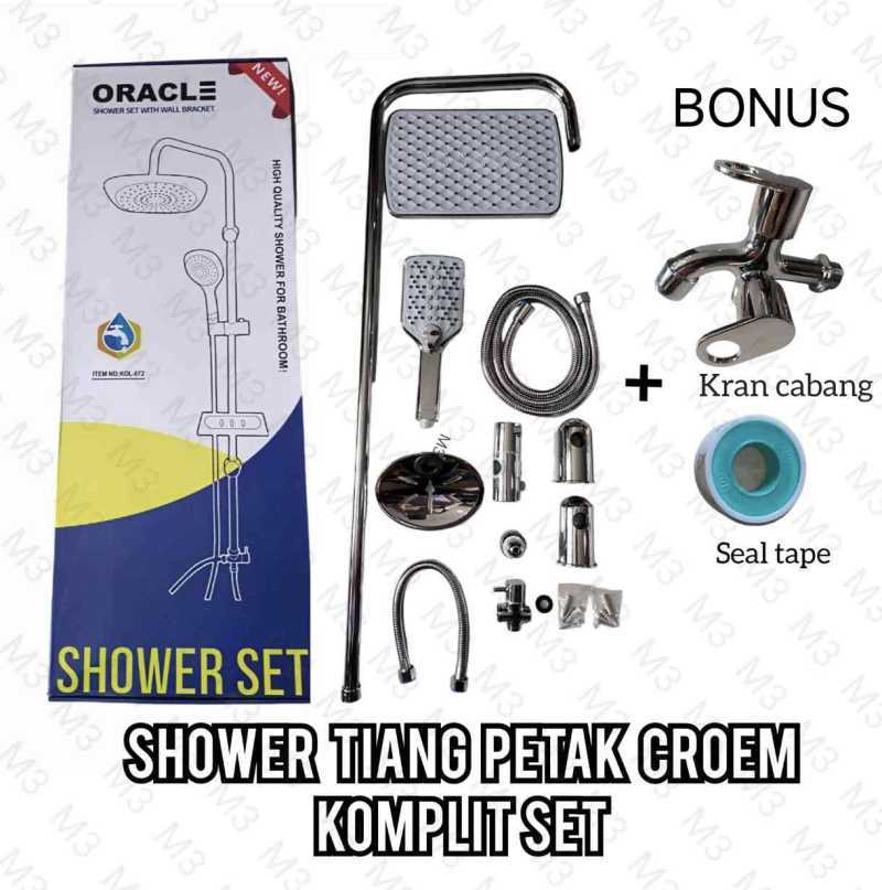 Jual (reguler) Shower Tiang Petak Stainless Komplit Set / Shower Mandi ...
