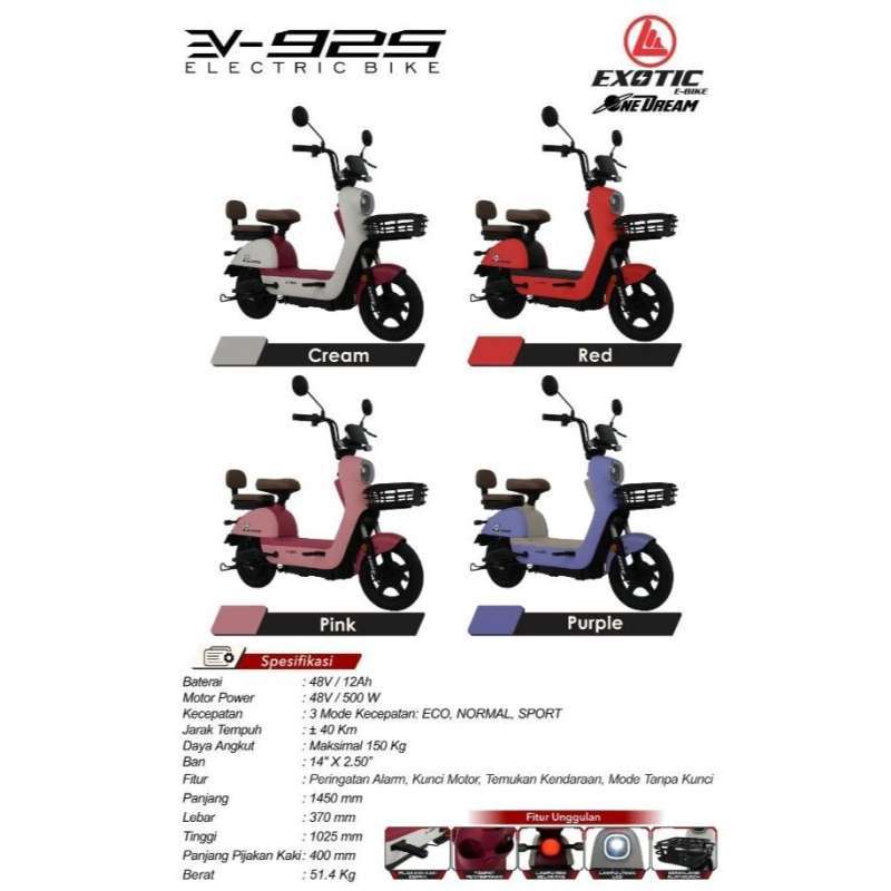 Jual Sepeda Listrik Exotic Ev-925 New 48 Volt / 12 Ah Di Seller Sepeda Listrik Indonesia (sli ...