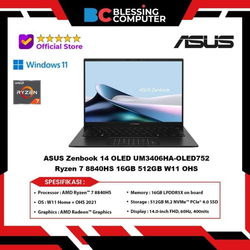 Jual Asus Zenbook 14 Oled Um3406 Ha Original Murah - Harga Diskon Juli 2024 | Blibli
