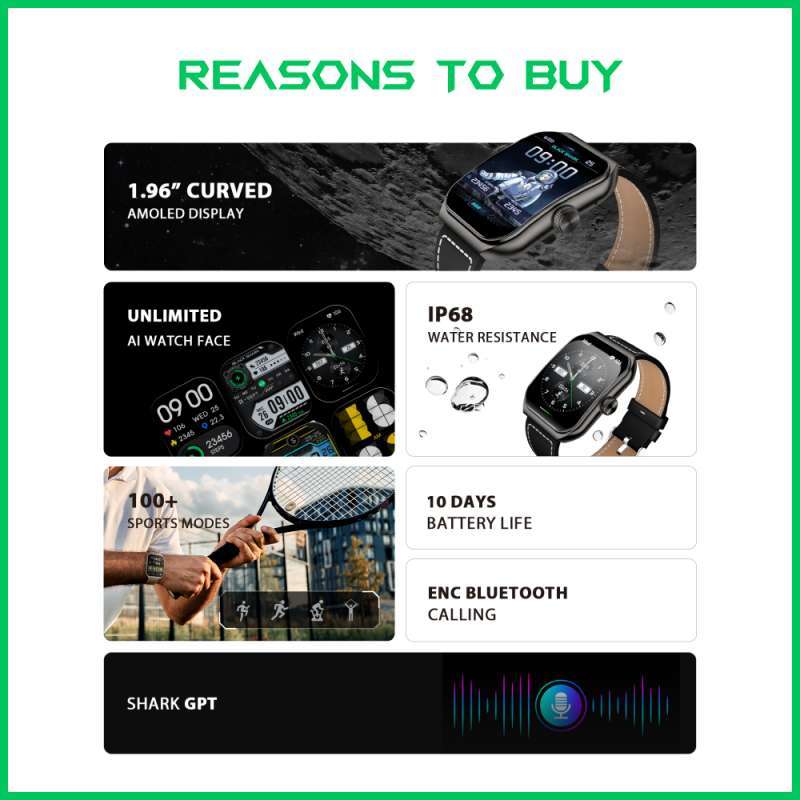 Jual Black Shark Smartwatch Gt3 | Amoled Display | 100+ Sport Mode | 10 ...