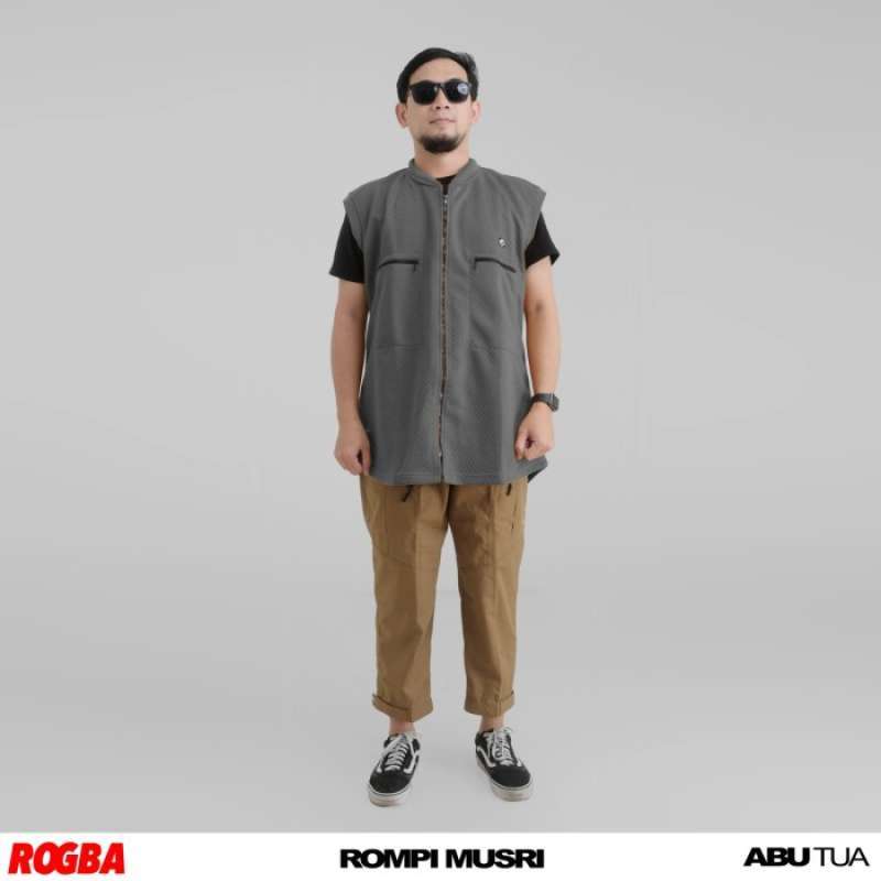 Jual Rompi Musri Rogba Abu Tua - Vest Motor Pria Muslim Tebal, Hangat ...