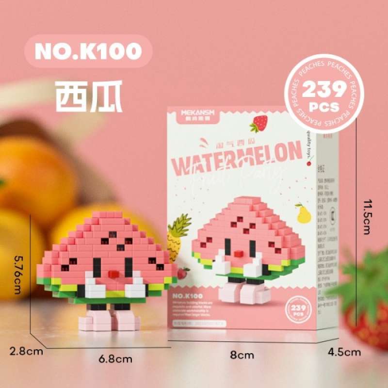 Promo [haru] Fruits Bricks Blok Bagunan Makanan Blok Nano Bentuk Buah ...