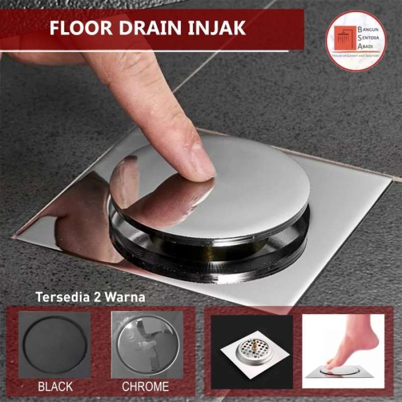 Promo Floor Drain / Saringan Got Injak Model Toto / Pembuangan Kamar Mandi - Chrome - Black ...