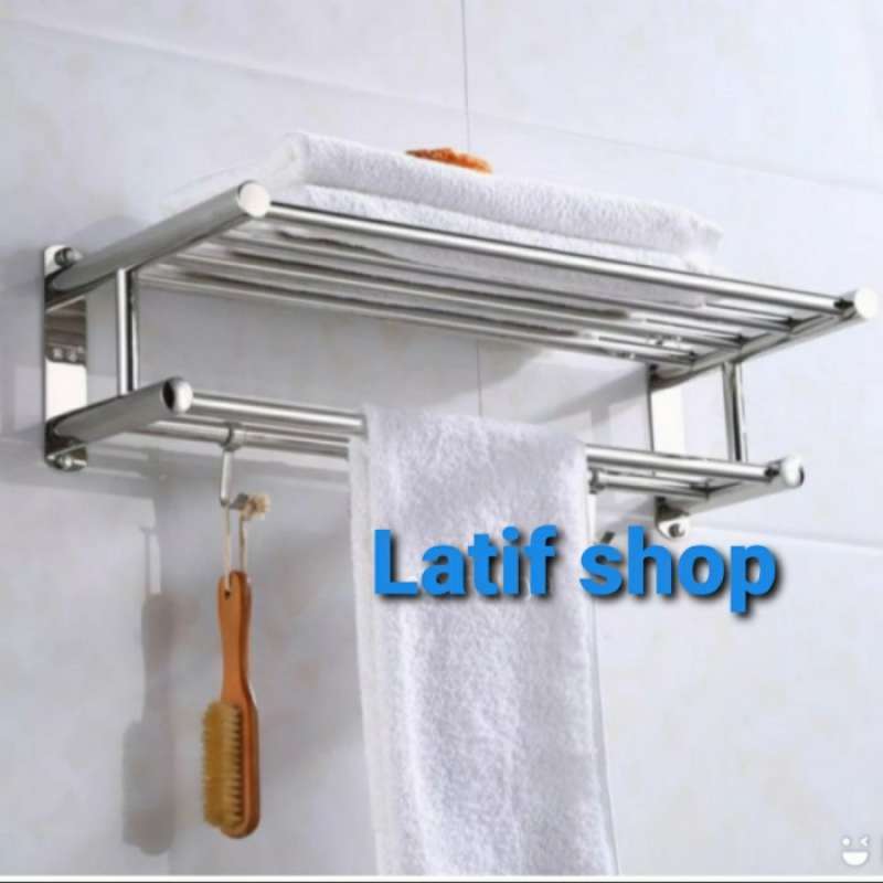 Promo Gantungan Handuk . Rak Handuk Stainless 6 Baris + Kapstok Diskon ...