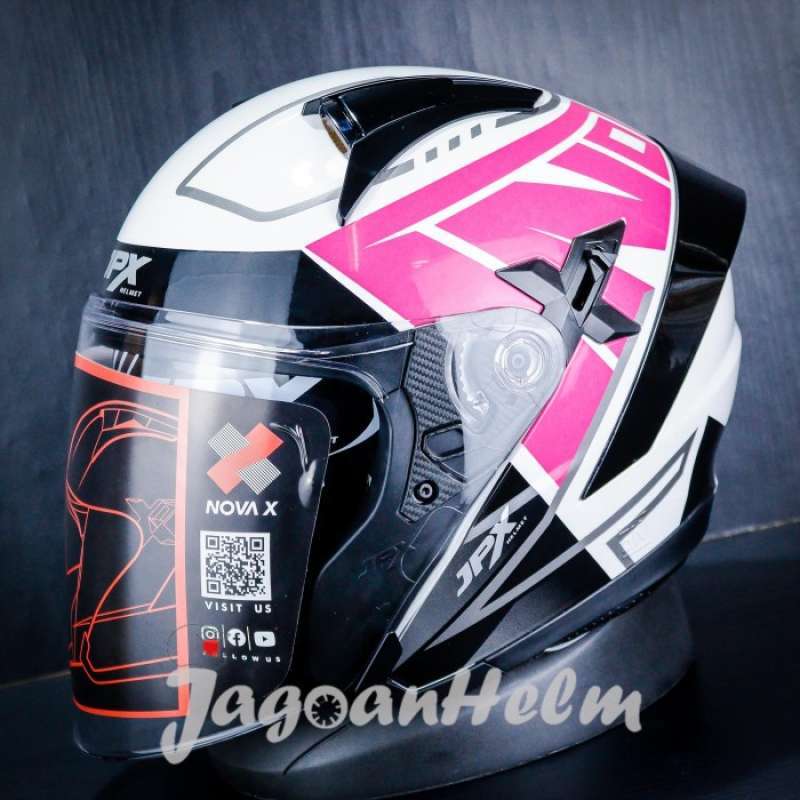 Promo Jpx Helm Nova X V2 N7 Motif | Broken White Pink | Nova-x Double Visor - Standart Diskon 33 ...