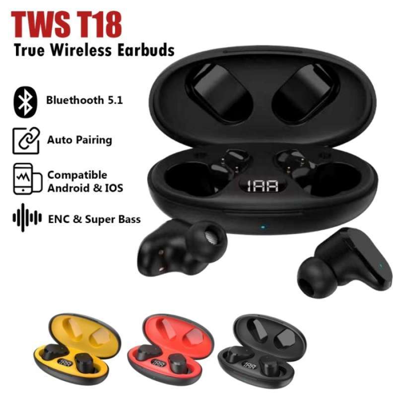 Promo Tws T18 Headset Wireles Bluetooth Earbuds Stereo Hifi Super Bass ...