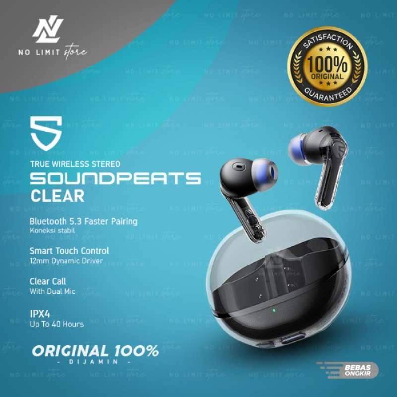 Promo Soundpeats Clear Tws Earphone Earbuds - True Wireless Earbuds ...