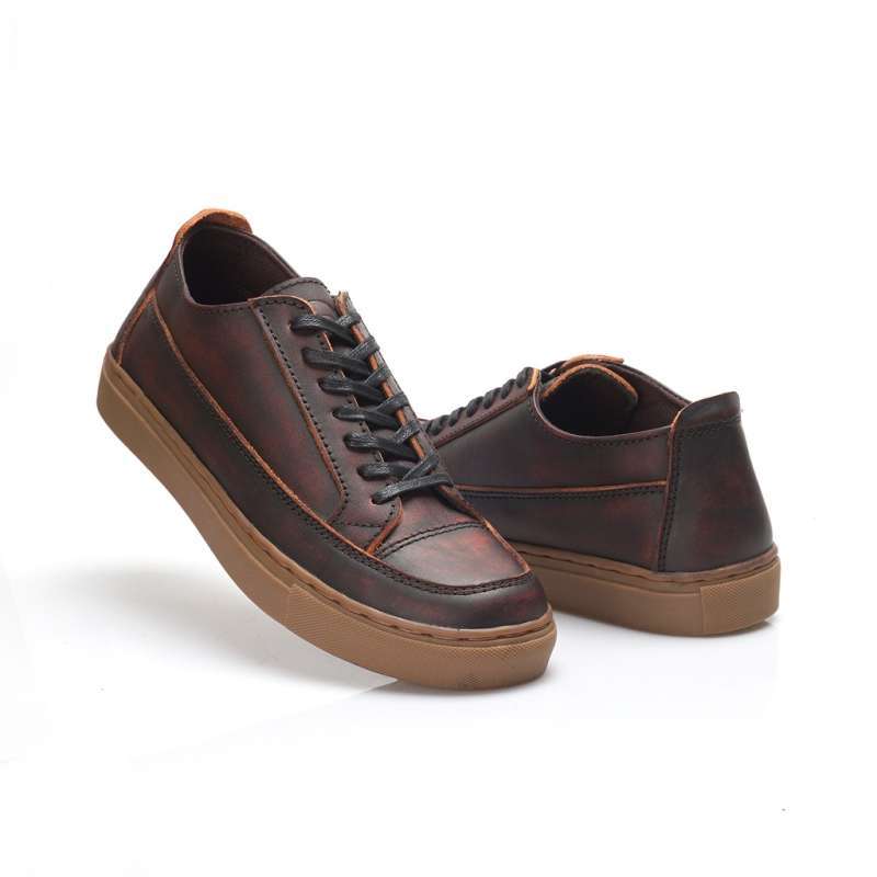 Promo Bossindo - Olaf Camel Sepatu Sneakers Pria Casual Santai Formal Kerja Kantor Kets Kulit ...