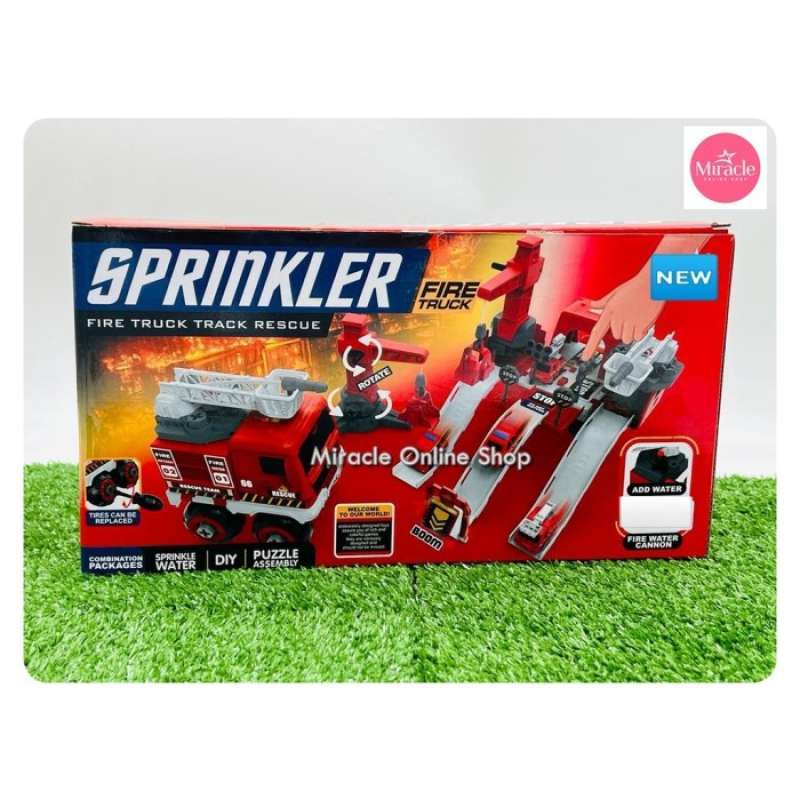 Promo Baru Mainan Mobil Pemadam Fire Truck Track Diy Puzzle Assembly Sprinkl - Sprinkler Fire ...