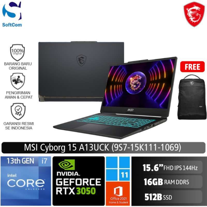 Promo Msi Cyborg 15 A13uck 1069 Laptop Gaming [i7 13620h/16gb/512gb Ssd ...