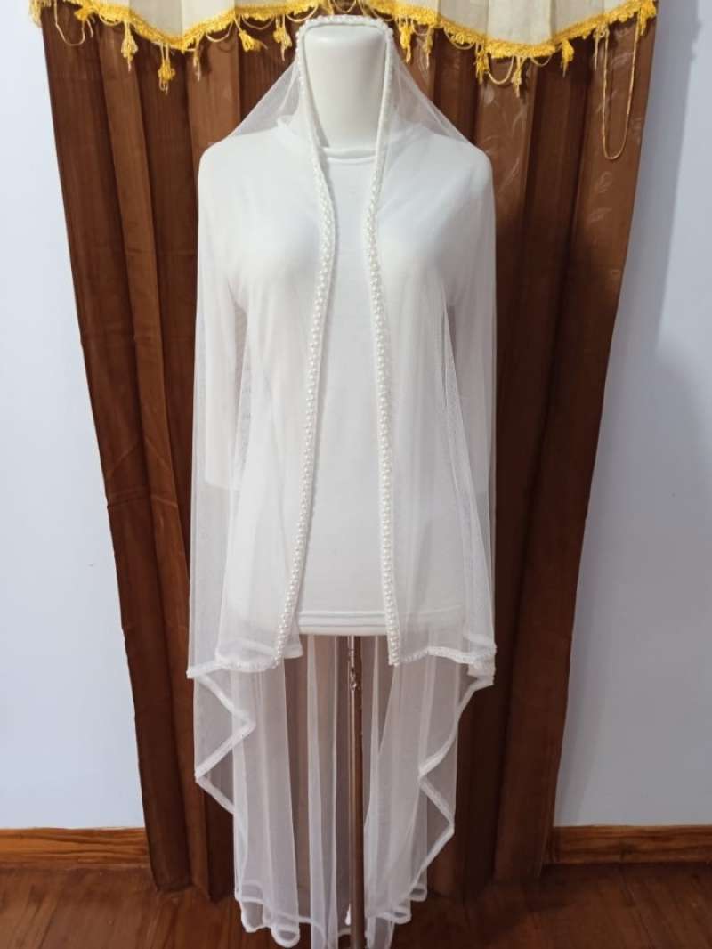 Jual Panjang 160cm Putih Tulang Slayer Veil Mutiara/veil Pengantin ...