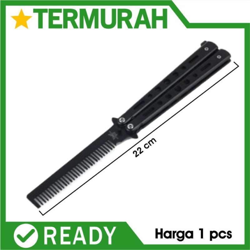 Jual Sisir Lipat Rambut Pria Besi Butterfly Pomade Balisong Comb ...