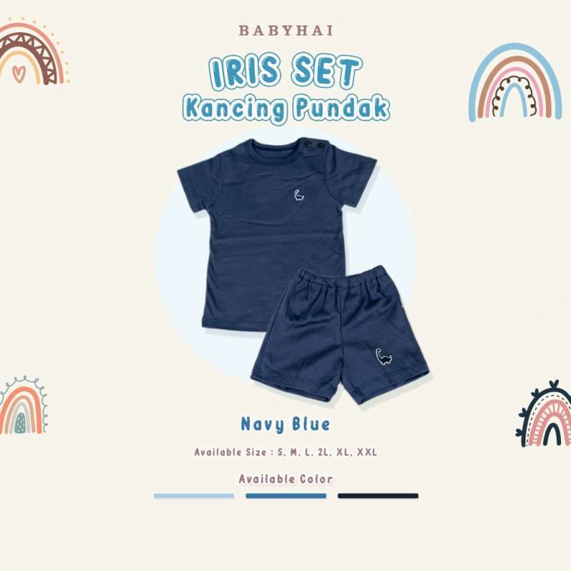 Jual Baby Hai Setelan Iris Set Kancing Pundak Polos Baju Pendek Celana Pendek - Seri Biru ...