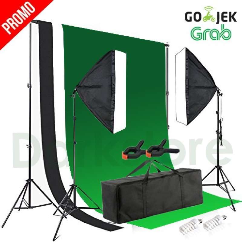 Promo Paket Lighting Softbox Lampu Mini Studio Foto Background + Lampu ...