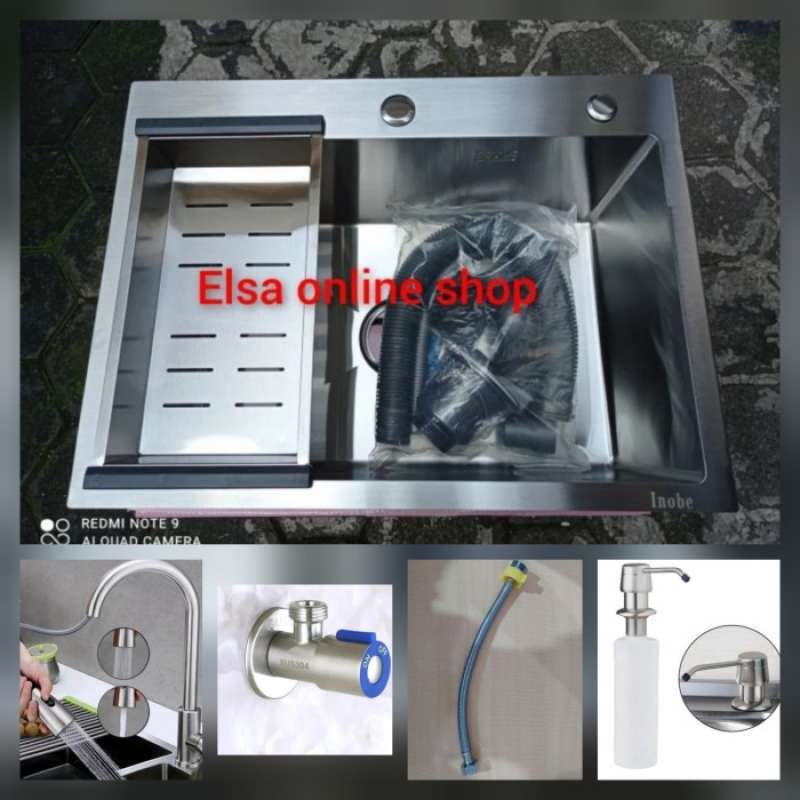 Promo Paket Lengkap Kitchen Sink Inobe 6045 Kran Tarik Panas Dingin ...