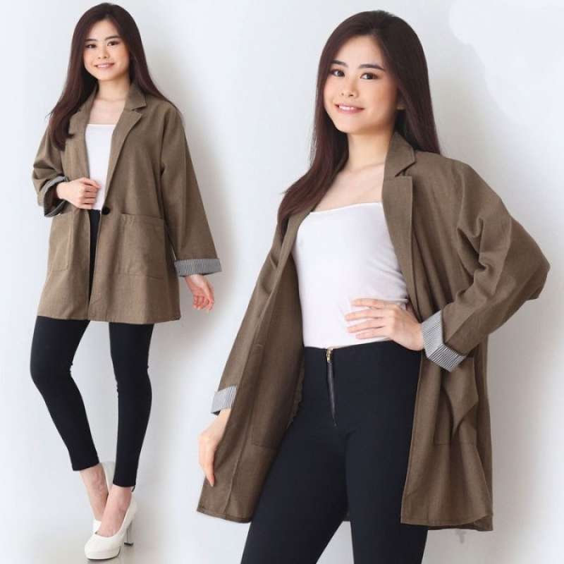 Jual Blazer Wanita Jumbo Big Size Stik Balik / Plus Size Outer - Denim ...