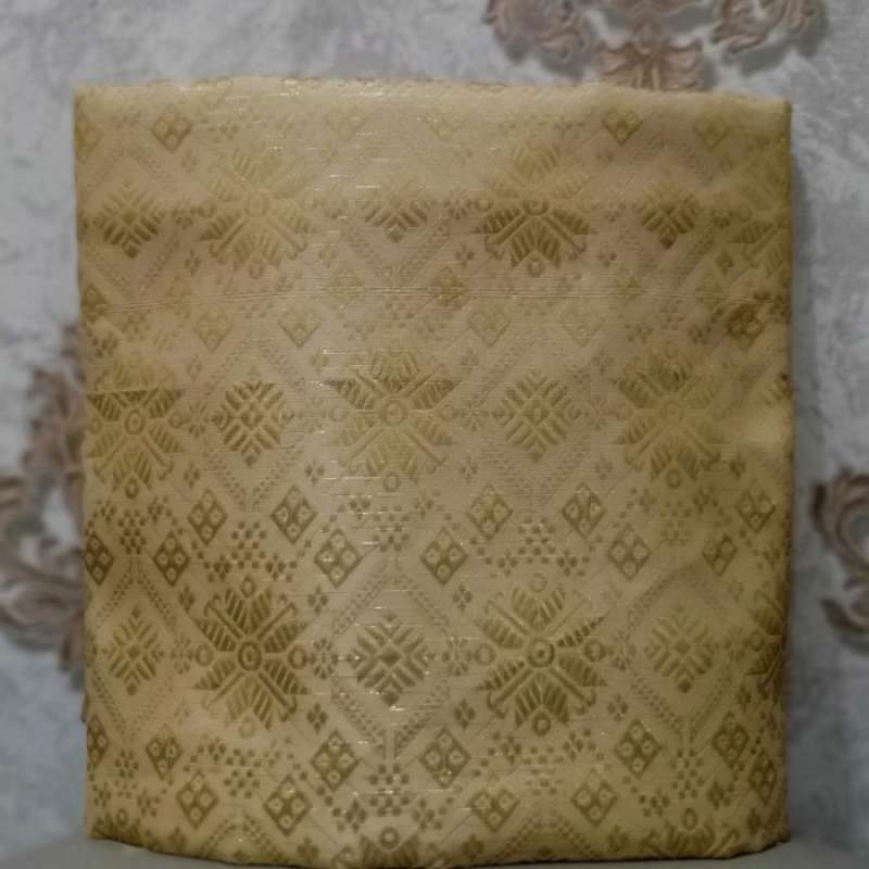 Jual Bahan Bakal Kain Songket Khas Melayu Meteran - Cream Tembaga Di ...