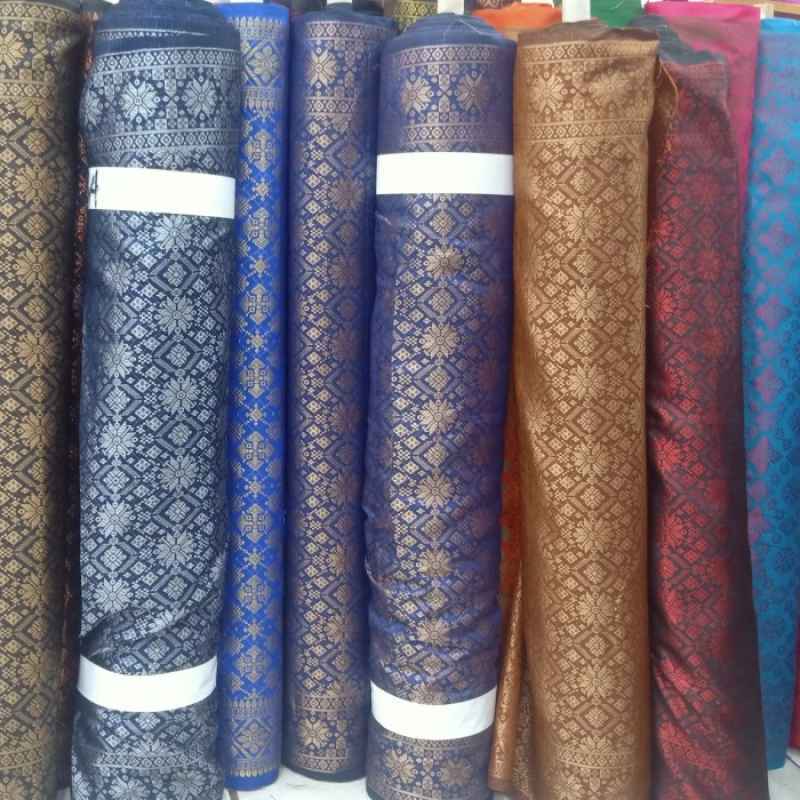 Jual Bahan Bakal Kain Songket Khas Melayu Meteran - Cream Tembaga Di ...