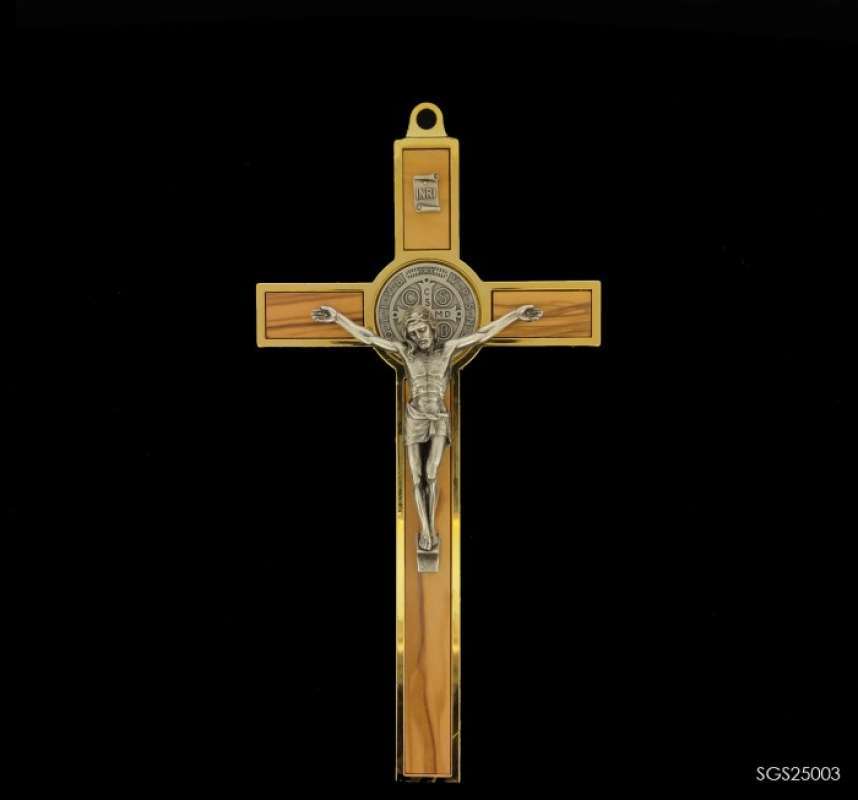 Promo Salib Gantung St. Benediktus Kayu Olive Enamel 20cm Devosi ...