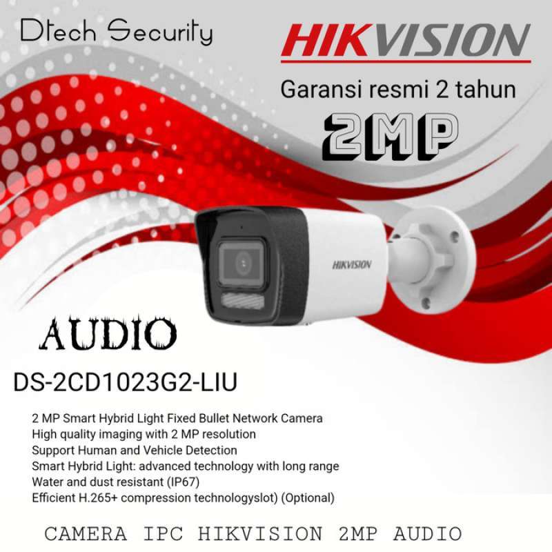Promo Hikvision Ds-2cd1023g2-liuf-outdor Ip Camera Audio Hybrid Light ...