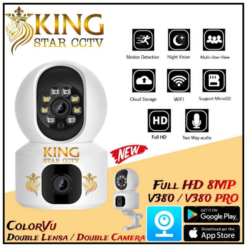 Promo Ip Camera Cctv Wifi V380 Full Hd 8mp Cctv Double Lensa 360 Ptz ...