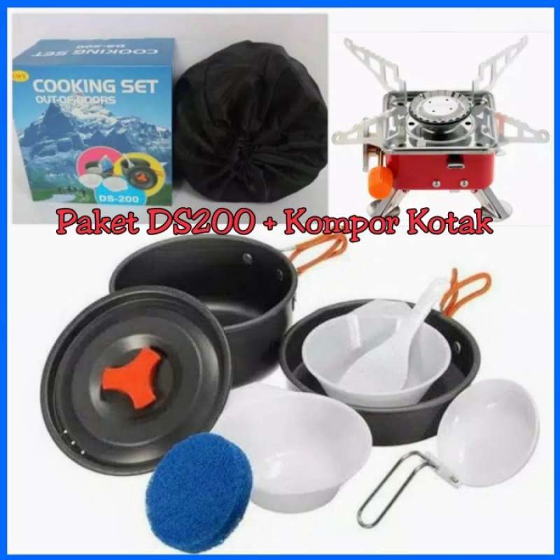 Promo Paket Alat Masak Camping+komr Kotak,cooking Set Teko Ds 308 300 ...