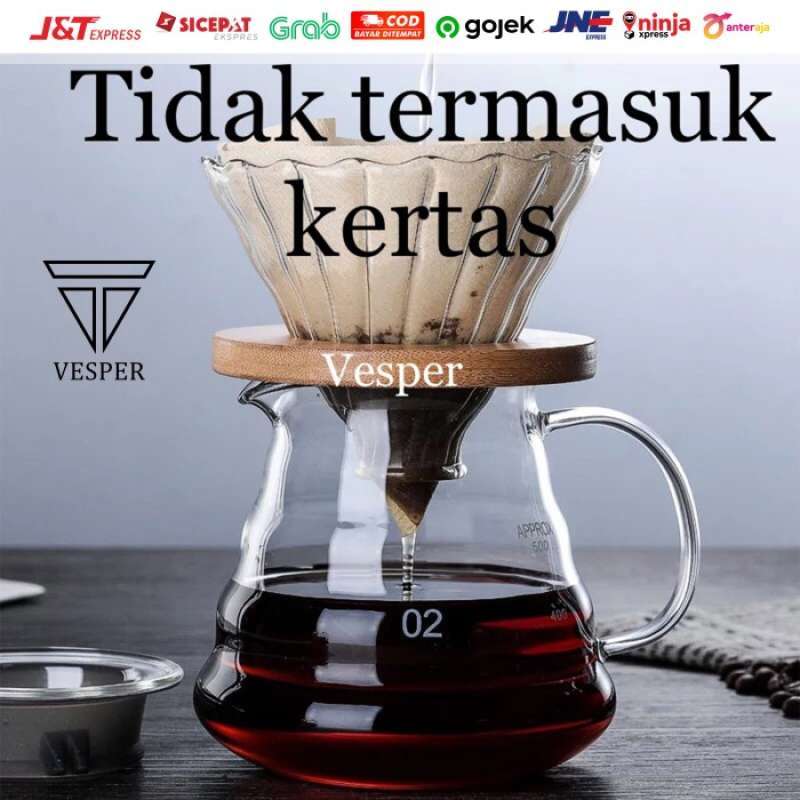 Promo Paket Coffee Server 600ml Dan Dripper V60 / Kopi Server V60 Pour ...