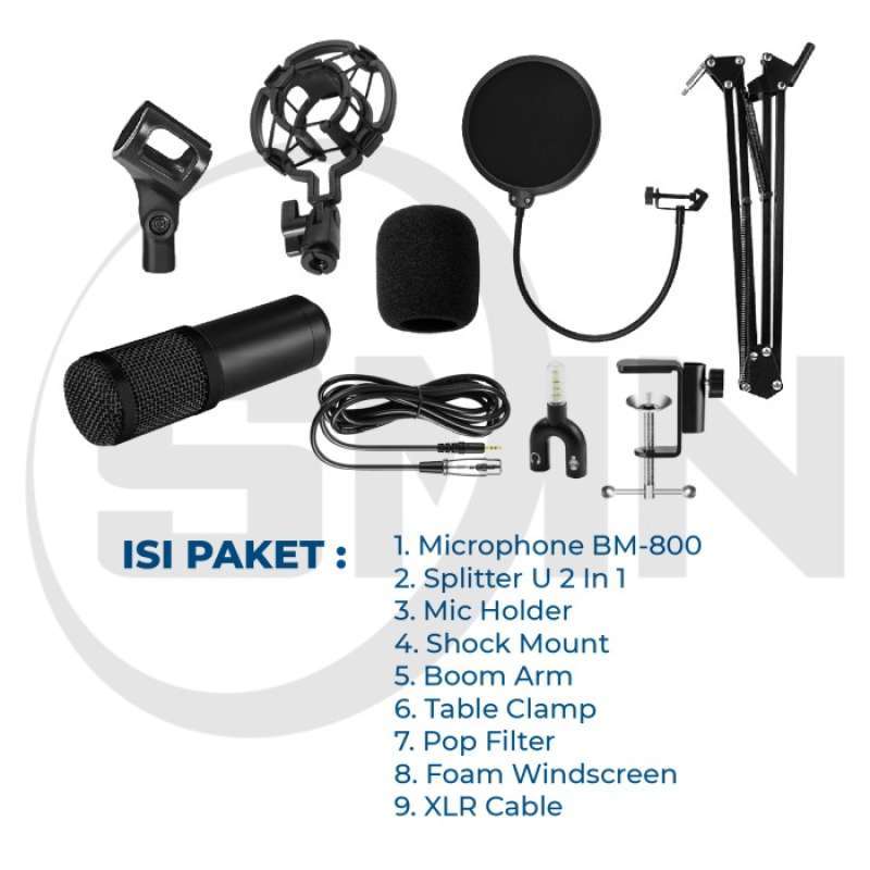 Jual Paket Mic Condenser Bm-800 Set Arm Stand Broadcasting And ...