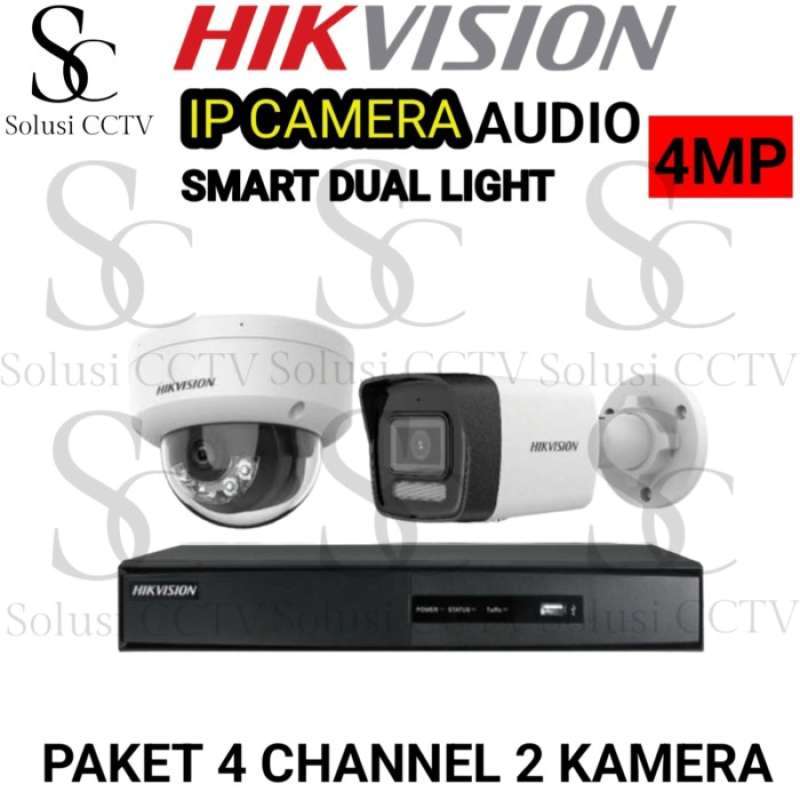 Promo Paket Cctv Ip Camera Hikvision 4mp Audio 2 Camera 4 Channel Ip Cam Poe Diskon 23% Di ...