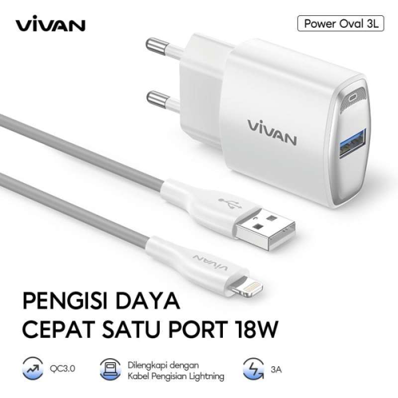 Promo Charger Power Oval 3c / 3l 3a 18w O.r.ig.in.al Quick Fast Charging - White + Type C Diskon ...