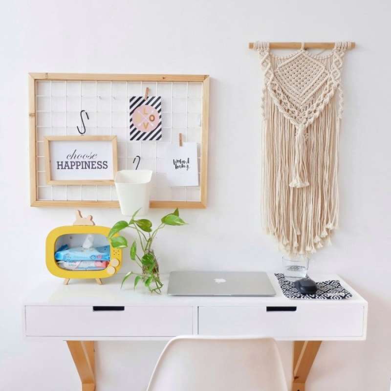 Promo Wiremesh / Mesh Board - Putih Frame Natural (kawat Anyam) Diskon ...