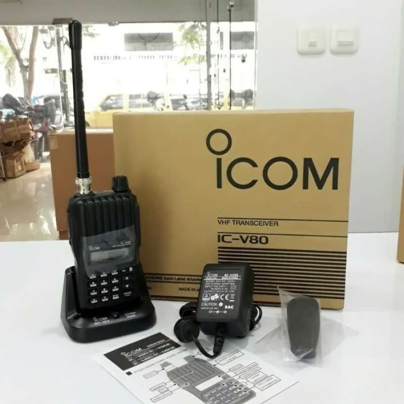 Promo Paket 5 Unit Walkie Talkie Ht Icom V80 / Ic-v80 Vhf (terkoneksi) Diskon 33% Di Seller ...