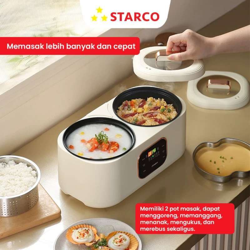 Jual Starco Panci Listrik Serbaguna Double Pot Multifungsi 1.7l Fry Pan ...