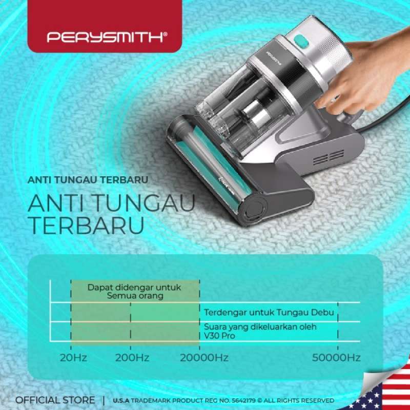 Jual Perysmith V30 Pro Uv Anti Dust Mite Double Dust Cup Bed Vacuum ...