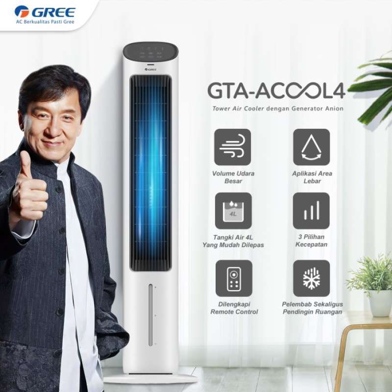Promo Gree Tower Fan Air Cooler 4 Liter 3in1 With Humidifier Gta-acool4 ...
