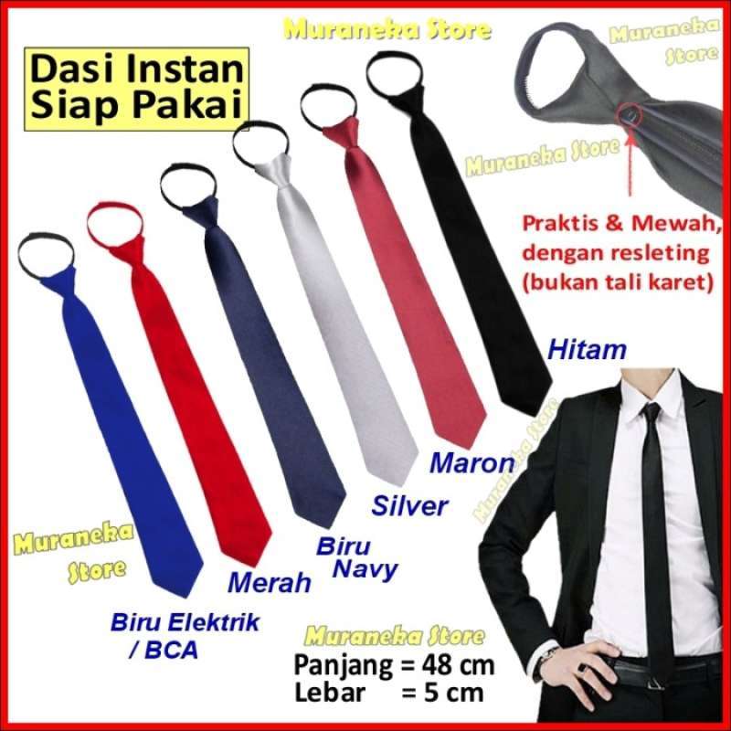 Jual Dasi Instan Pria Resleting Slim Hitam Langsung Pakai Jadi Otomatis ...