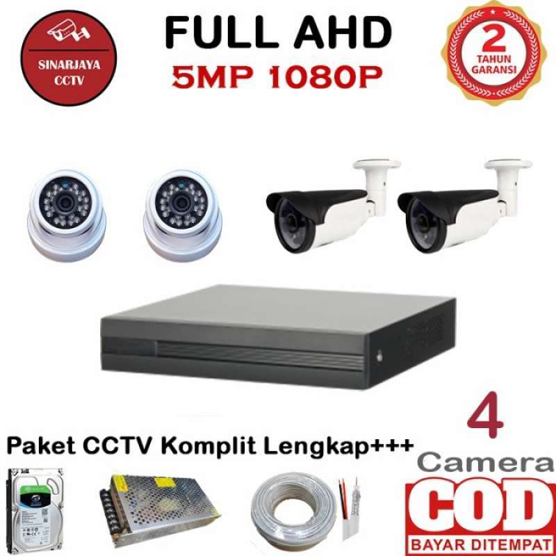 Jual Paket Cctv 4 Channel 4 Camera 5mp 1080p Lengkap Tinggal Pasang Di ...