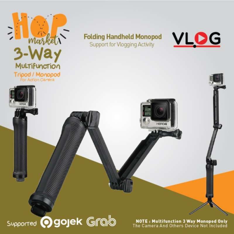 Jual 3 Way Grip Arm Tripod For Action Cam Gopro Xiaomi Yi - Folding Monopod Di Seller Circlet ...