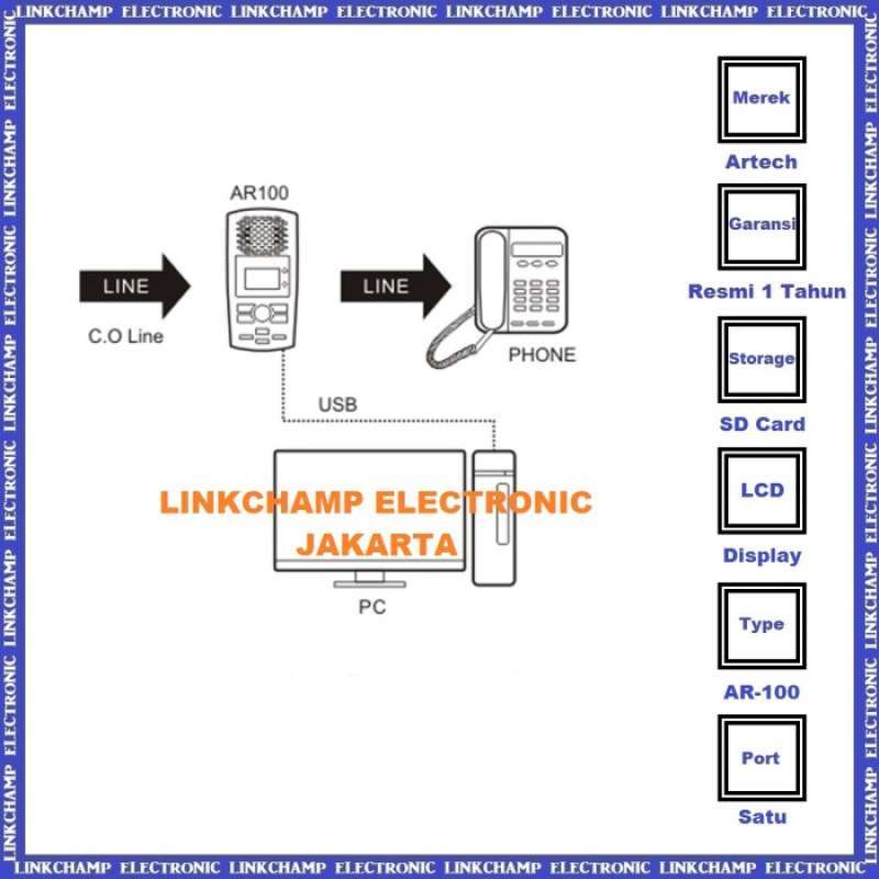 Jual Perekam Telepon Direct Line Pabx Portable Recorder Artech Ar100 Di ...